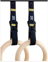 China Roman Ring Gymnastics 32mm Wooden Gym Rings Customized Durable Universal Wooden Ring Fitness Foldable Strap Wooden Drum Hoops for sale
