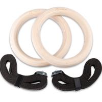 China Roman Ring Gymnastics 32mm Wooden Gym Rings Customized Durable Universal Wooden Ring Fitness Foldable Strap Wooden Drum Hoops for sale