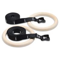 China Roman Ring Gymnastics 32mm Wooden Gym Rings Customized Durable Universal Wooden Ring Fitness Foldable Strap Wooden Drum Hoops for sale