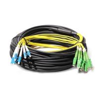 China PE Pre Terminated Outdoor Fiber Optic Cable Cord 12 Core Breakout SC UPC for sale