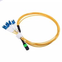 China Singlemode MPO MTP Fiber Patch Cord LSZH Jacket Fanout 8 Cores OS2 LC Connector for sale