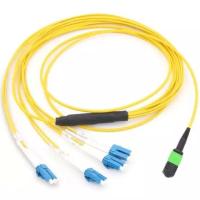 China Singlemode MPO MTP Fiber Patch Cord LSZH Jacket Fanout 8 Cores OS2 LC Connector for sale
