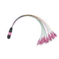 China 0.9mm Fiber Optic Patch Cord OM4 12F MPO Male To LC Fan Out Cable for sale