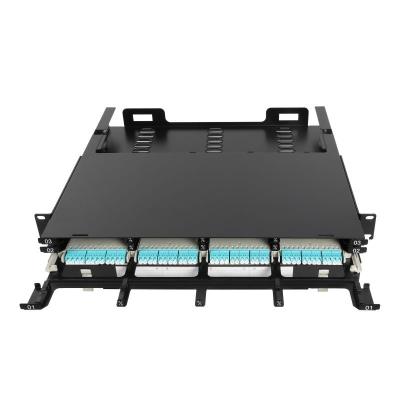 China 144 Cores MTP MPO Fiber Cassette Enclosure OS2 Fiber Black Color rack mounted for sale