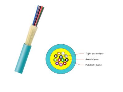 China FTTH Tight Buffer GJFJV Indoor Fiber Optic Cable 4 - 48 Core PVC LSZH Jacket for sale