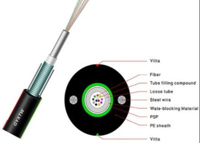 China GYXTW Outdoor Central Armored Singlemode 2/8/12/24/36/48 Optic Cable with PE for sale
