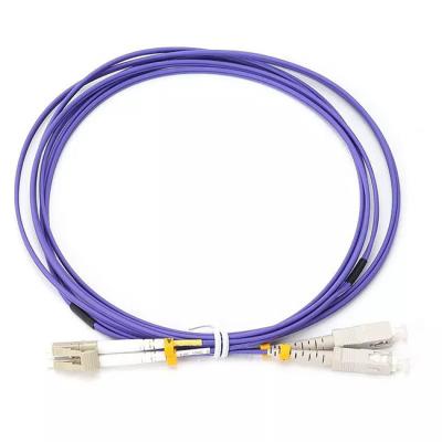 China Fiber Optic Patch Leads 2cores LC APC To SC APC OM4 50/125um LSZH Purple Duplex for sale