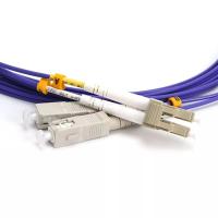 China Fiber Optic Patch Leads 2cores LC APC To SC APC OM4 50/125um LSZH Purple Duplex for sale