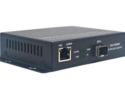 China 10G Unmanaged Media Converter SFP+ RJ45 Fiber Media Converter 5 - 20V for sale