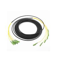 China PE Pre Terminated Outdoor Fiber Optic Cable Cord 12 Core Breakout SC UPC for sale
