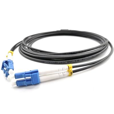 China Outdoor Tactical Armored Fiber Optic Patch Cable 2 Core LC UPC G657A1 3.3mm TPU for sale