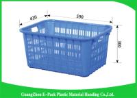 China Health Blue Plastic Food Crates Big Capacity Easy Stacking Long Service Life for sale