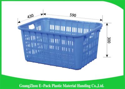 China Health Blue Plastic Food Crates Big Capacity Easy Stacking Long Service Life for sale