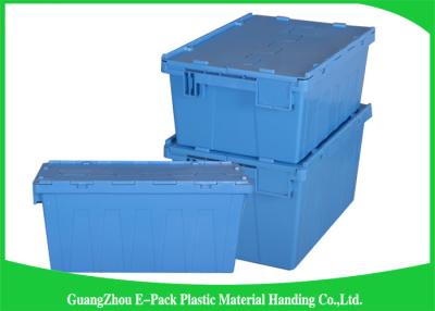 China 60L Plastic Attached Lid Containers Heavy Duty Stackable Moving 600 * 400 * 365mm for sale