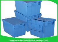 China 45L Plastic Box With Hinged Lid Rentable Moving , Large Plastic Storage Bins For Packaging for sale