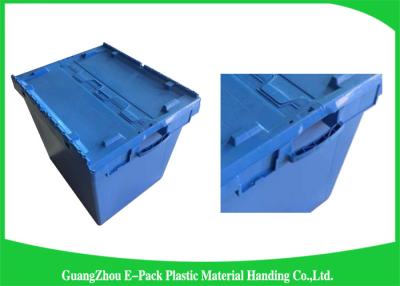 China Moving Crate Plastic Attached Lid Containers for Tool , Easy To Clean 75*57*62.5CM for sale