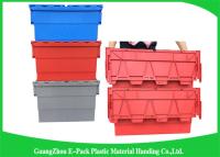 China Red Plastic Attached Lid Containers / 43L Plastic Storage Bins for sale