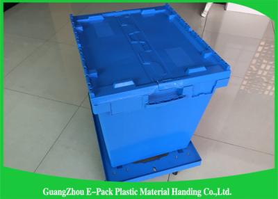 China Solid 50kgs Security Moving Plastic Attached Lid Containers Blue Color for sale