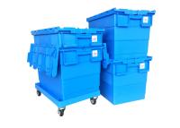 China 23.6' x 15.7' Storage Moving Stackable Plastic Tote Box With Hinged Lids for sale