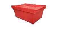 China Impact Resistant PP Plastic Attached Lid Containers Standard Toteboxes 600x400mm Customized Color and Large Logo Printing for Loading for sale
