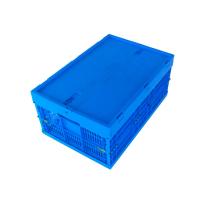 China Attached lids Plastic Collapsible Crates 600*400*265 mm Solid Bottom Mesh Body for sale