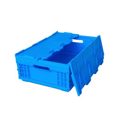 China Attached Lids Virgin PP Small Collapsible Plastic Crates Light Duty for sale