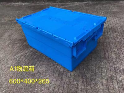 China Theftproof 600*400mm Plastic Storage Totes With Hinged Lid for sale