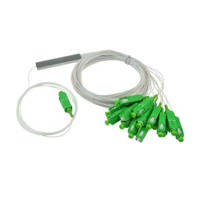 China PSM 1X16 Fiber Optic PLC Splitter 0.9mm Optical Steel Tube Mini Type for sale