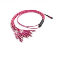 China OM4 MMF MPO Fiber Optic Patch Cord Breakout Cable Female Female Connector Type B Polarity for sale