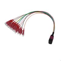 China OM4 MMF MPO Fiber Optic Patch Cord Breakout Cable Female Female Connector Type B Polarity for sale