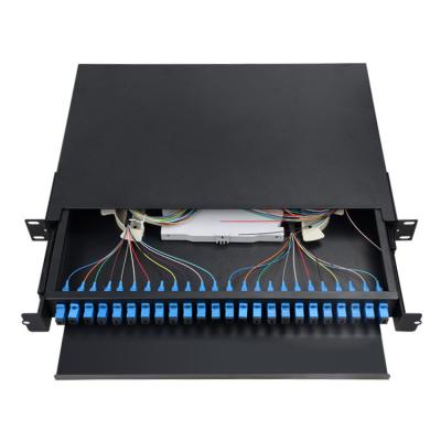 China FTTH Fiber Optic Patch Panel ODF 48 Port 19 Inch Slide Rail Rack Mount Drawer for sale