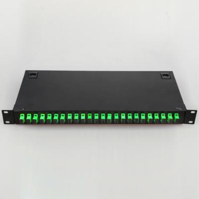 China ROHS 24 Port Fiber Optic Patch Panel / 19 Inch Rack Mount Network Distribution Frame for sale
