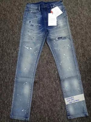 China Custom Logo Stretch Denim Pants Slim Fit Men's Casual Jeans 39 Waist High Quality Wholesale for sale