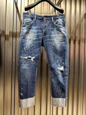China Custom Logo Stretch Denim Pants Slim Fit Men Trend Casual Jeans Size 13 for sale