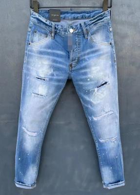 China Custom Logo Stretch Denim Pants Slim Fit Casual Fashion Men Jeans 84 for sale