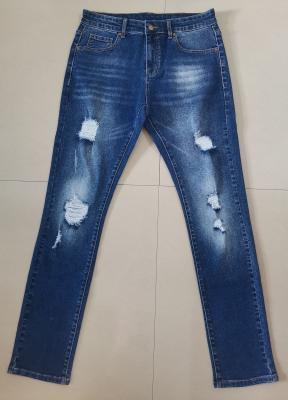 China Custom Logo Slim Fit Stretch Denim Jeans for Men Casual Trendy Pants 19507-1 for sale