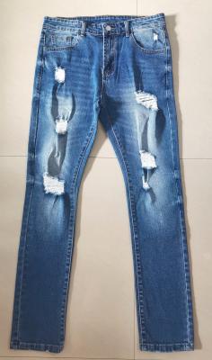 China Men Stretch Denim Pants Custom Logo Slim Fit Casual Jeans 98 Cotton 2 Elastane for sale