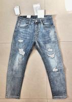 China Custom Logo Slim Stretch Denim Pants for Men Casual Trendy Jeans MNJN1875 for sale