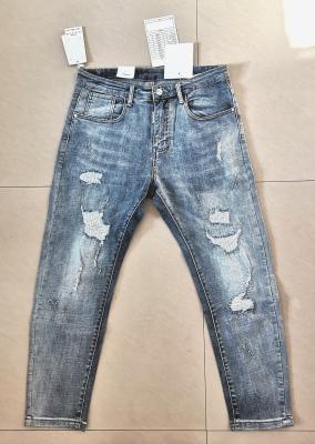 China Custom Logo Slim Stretch Denim Pants for Men Casual Trendy Jeans MNJN1875 for sale