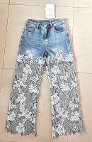 China Custom Lace Women Denim Jeans Straight Fit Trend Pants ZY22S9222 Wholesale for sale