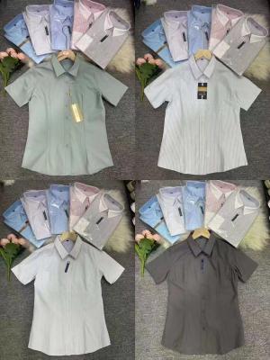 China Custom Cotton Polyester Women Polo Dress Shirts Short Sleeve Regular Formal Kcs4 for sale