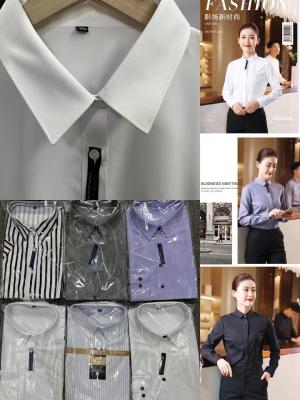China Custom Cotton Polyester Lady Polo Dress Shirts Short Sleeve Formal Shirt KCS32 for sale