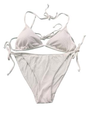 China Custom Logo Women Two Piece Bikini Set Elastic Beach Swimwear F420 Sw1 for sale