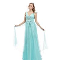 China Green Lady Formal Sleeveless Zipper Closure Evening Dress Ready to Ship Stock 60 for sale