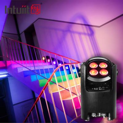 China 4*12W 4-in-1 RGBW Dj Wedding Battery Powered LED Uplight WIFI Wireless Disko Stage Lights for sale
