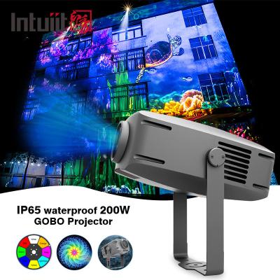 China 200W Gobo Projector Outdoor IP65 Gobo logo Projector Waterproof Custom Logo Rotating Gobo Projector Light Advertising Lights for sale