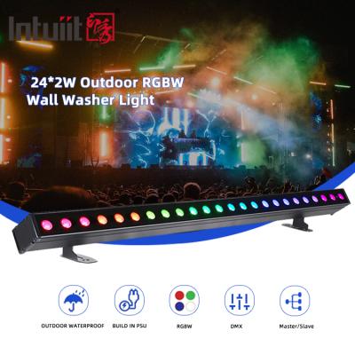 China Outdoor Building Led Wall Washer Light IP65 24*2w Waterproof RGBW Wall Washer Bar DJ Led Pixel bar Stage Light Party for sale