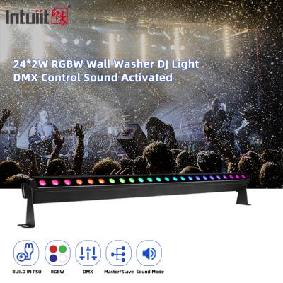 China Sound Control 24pcs*2w DMX512 RGBW 4in1 Pixel Linear Bar Led Wall Washer Light Professional Lighting for sale
