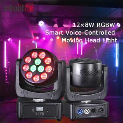 China 12X8W RGBW 4IN1 LED Moving Head Wash Stage Light for Event Party Lighting Sound Activated for sale