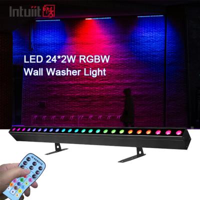 China Hot Sale 4in1 RGBW LED 24*2W Wall Washer Linear Strip Light Sound Controlled DMX Stage Wash Lamp for Nightclub for sale